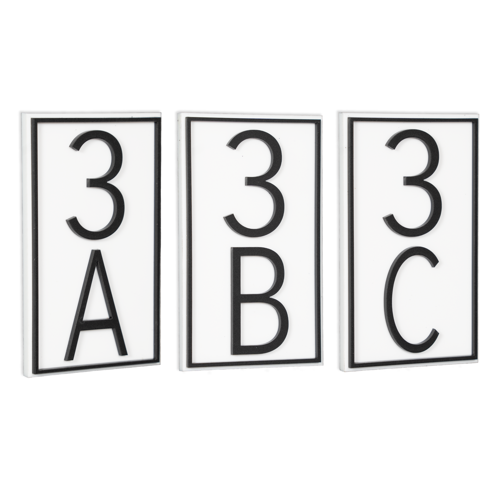 Custom White 3x5 Inch Vertical w/Border Room Numbers for Hotel - Apart ...
